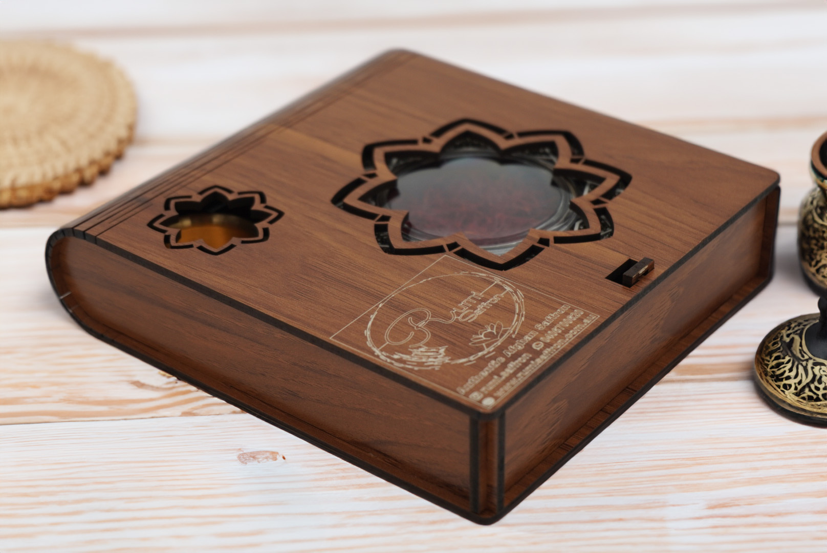 Wooden Saffron Box, 5grams - Rumi Saffron